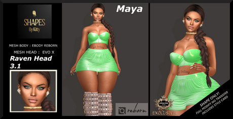 Second Life Marketplace - Shapes by Kittykat - Maya For LEL Raven [Ebody Reborn]